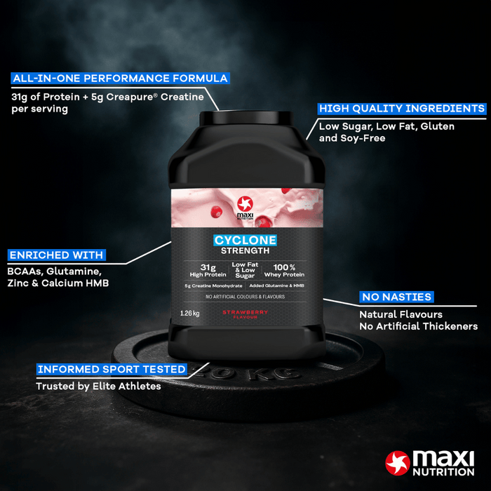 Cyclone Protein Powder - Strawberry – MaxiNutrition