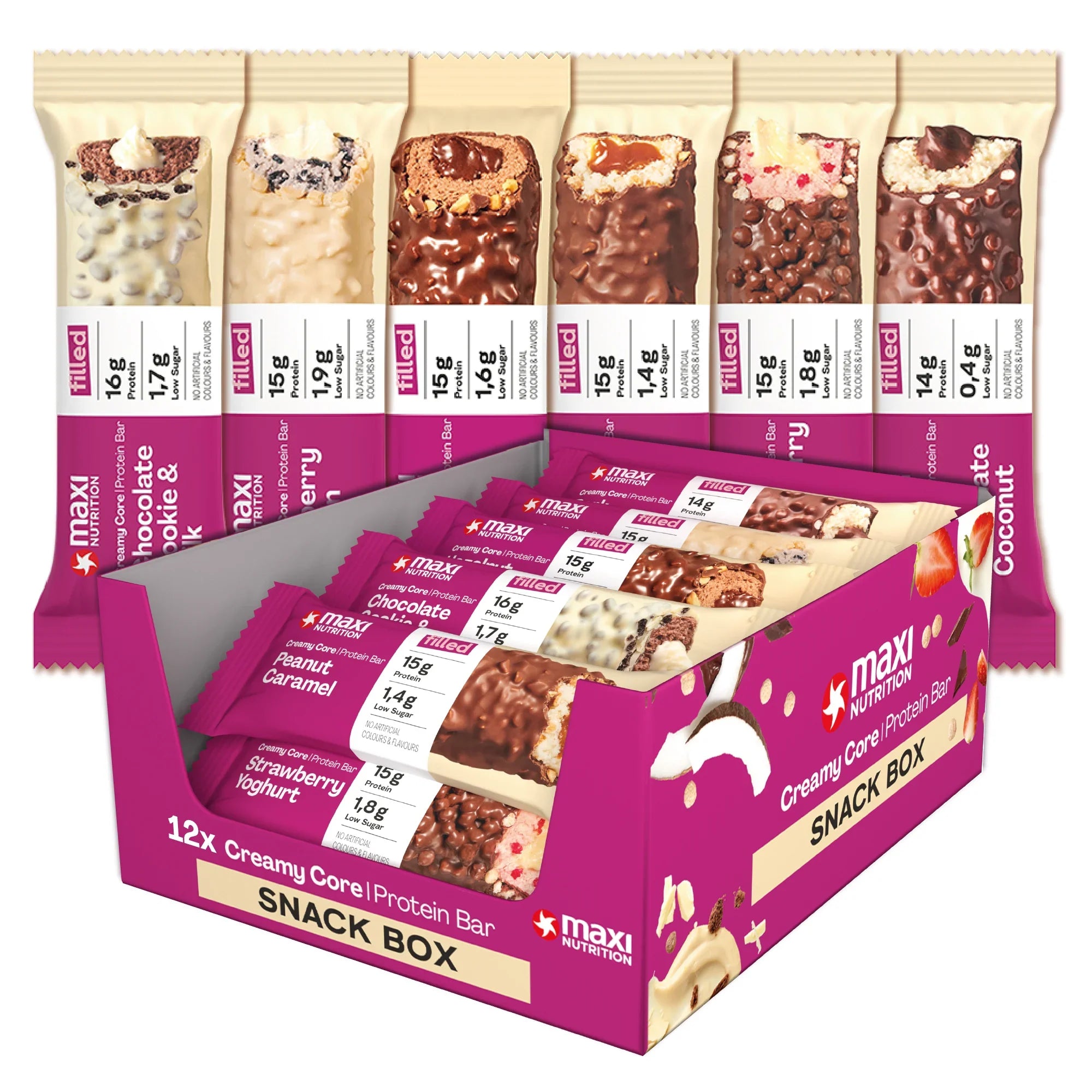 Creamy Core Protein Bar Variety Box | 12 High-Protein Bars – MaxiNutrition